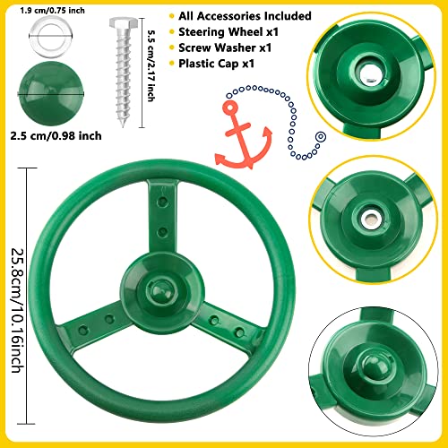 SGBETTER 6 Pack Playground Steering Wheel Kids Swingset Steering Wheel Toys Accessories for Backyard Outdoor Playhouse Treehouse, 3 Color (Green, Blue, Red)
