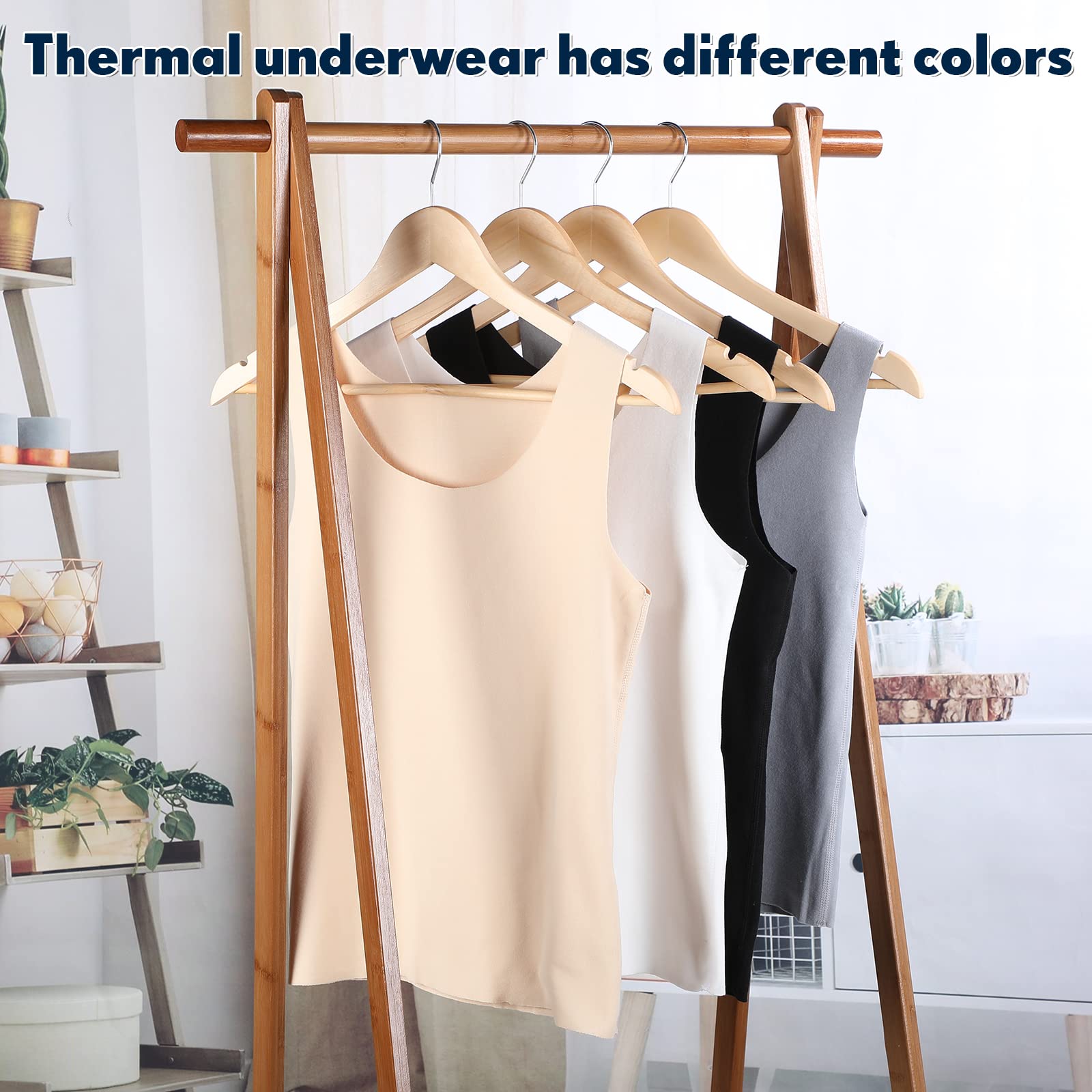 Hicarer 4 Pieces Thermal Tank Top for Women Lined Underwear Scoop Neck Womens Base Layer Sleeveless Under Vest Warm (Large)
