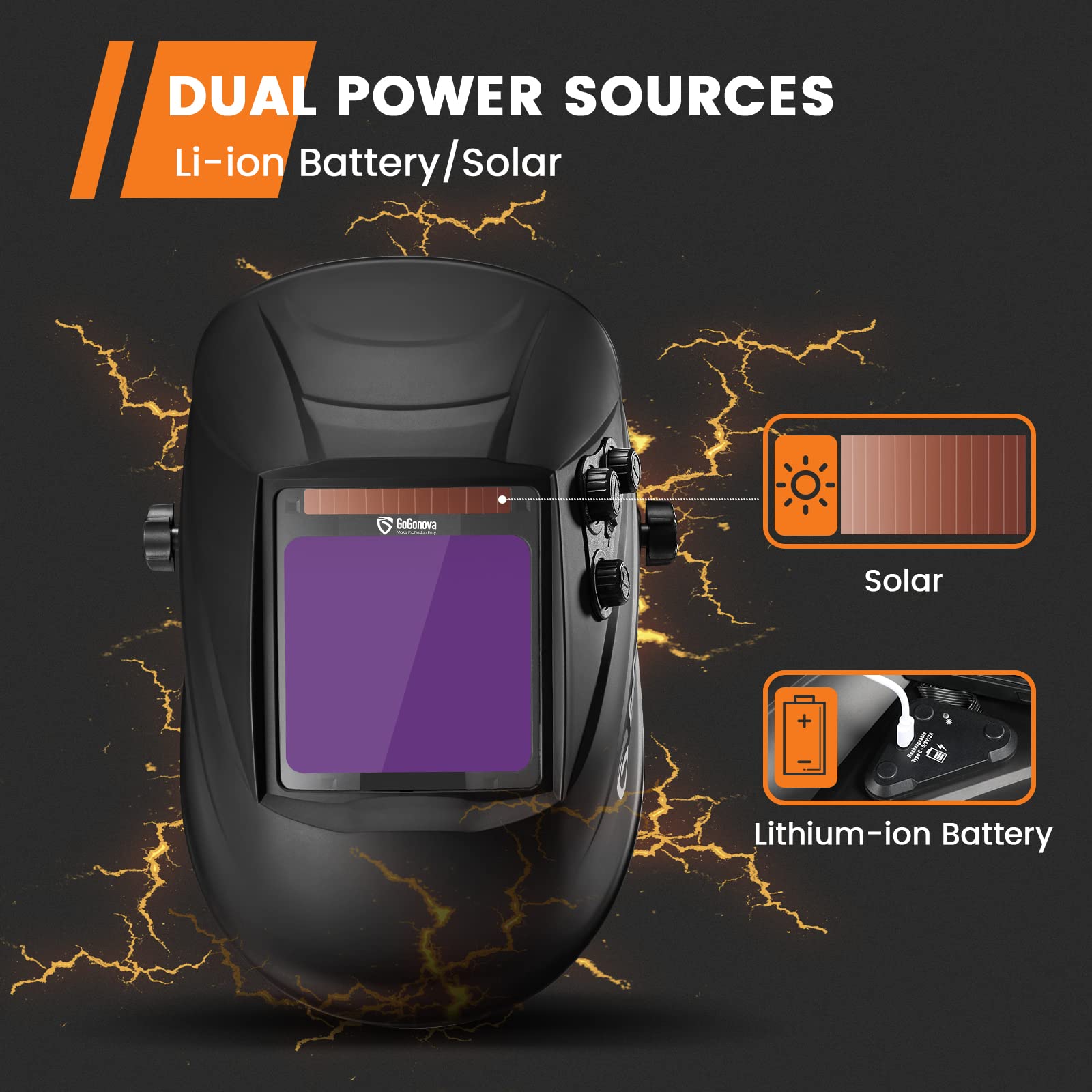 GoGonova 3.94โร3.82โ Welding Helmet Auto Dark, Solar Powered Welding Hood, Auto Darkening Welding Helmet 4 Arc Sensor DIN 5-9/9-13 for MIG, TIG, ARC