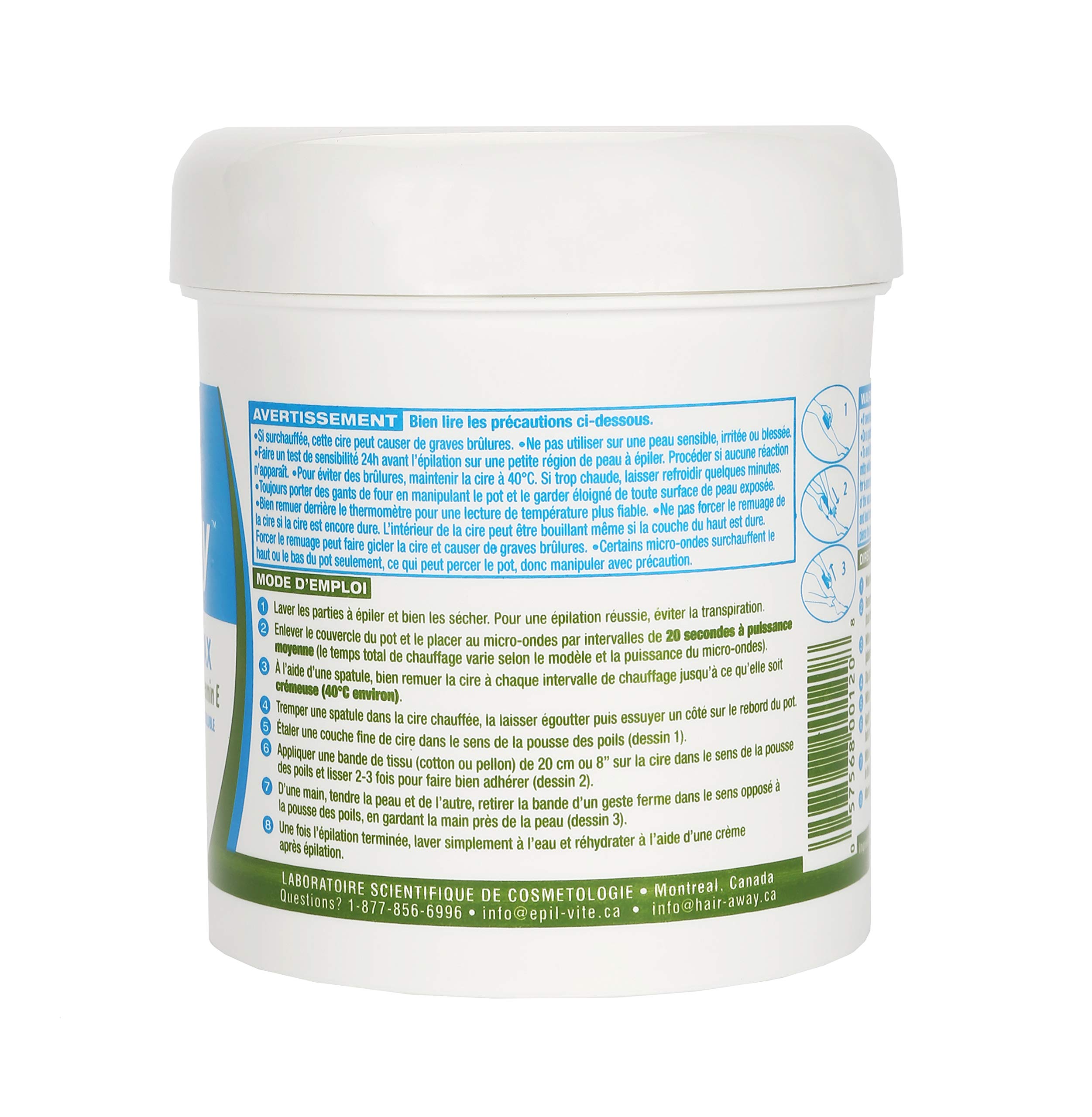 Epil-Vite/Hair Away - Cold Wax Aloe Vera and Vitamin E, for Fine Hair, 600 grams