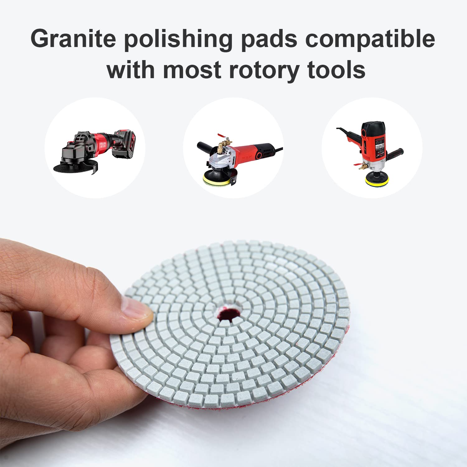 SSATISCN 4 Inch Diamond Polishing Pads with 5/8ββ-11 Backer Pad 8PCS Wet/Dry Polish Pad Kit 50-1500 Grit for Tile Granite Marble Concrete Polishing