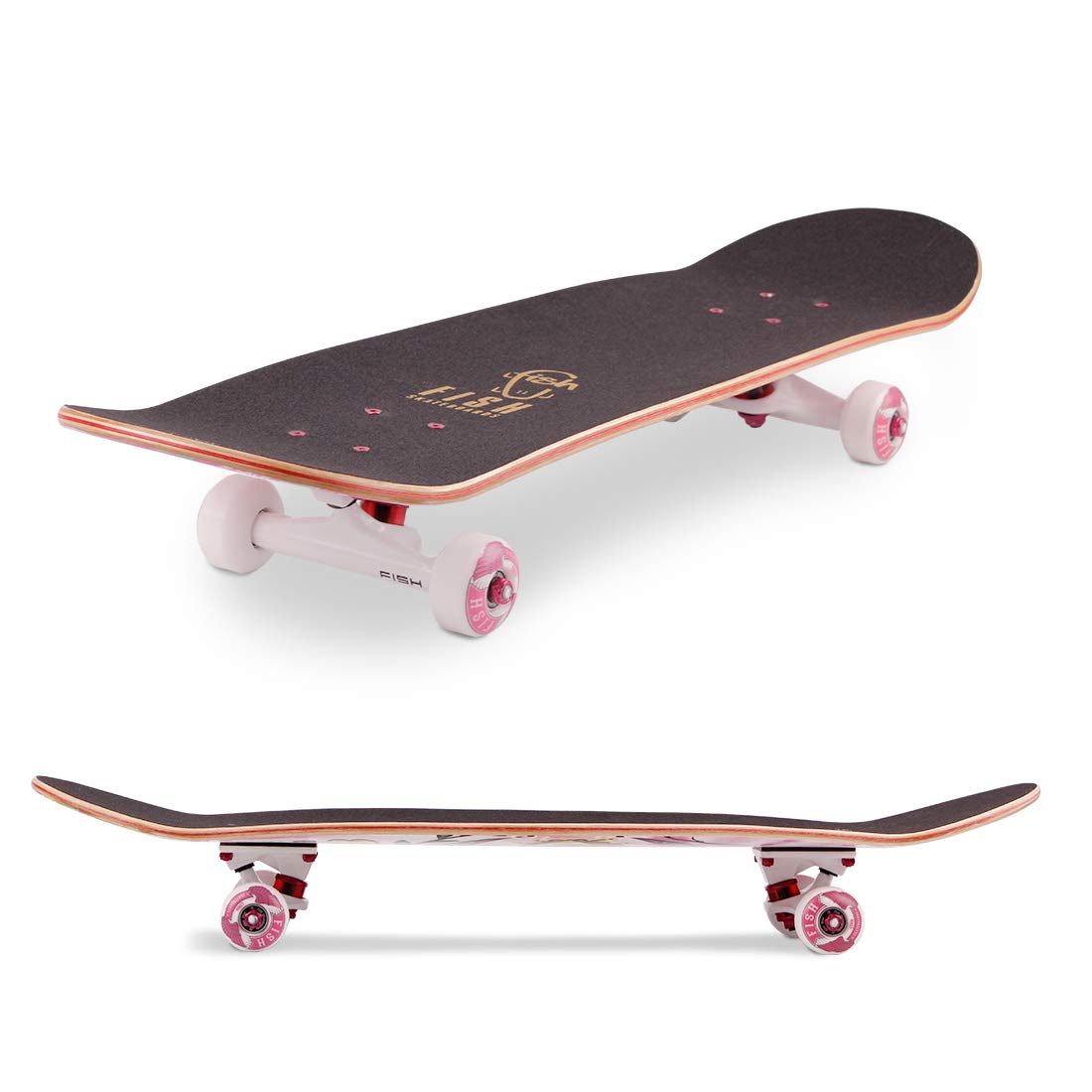 FISH SKATEBOARDS Skateboards Complete 22 Inch Mini Cruiser Retro Skateboard for Kids Boys Girls Youths Beginners, Assorted Styles