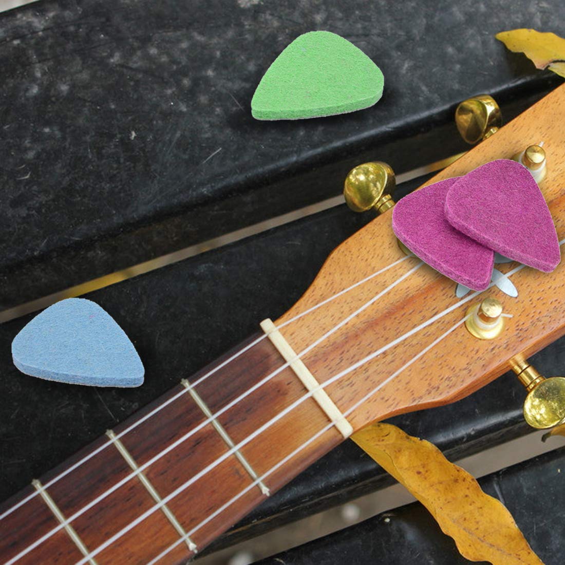 Foxany 16 Pack Ukulele Felt Picks, Comfortable for Ukulele, Guitar, Bass and Low Tension Music Instruments Felt Material Multi Color