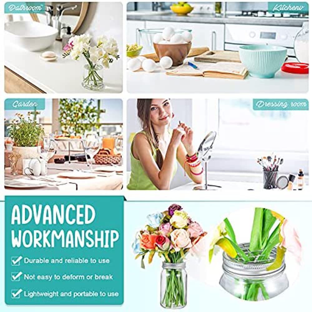 Flower Mason Jar Flower Lid Floral Frog Vase Insert Canning Jar Insert Mason Jar Lid with Square Grids for Regular Mouth Mason Canning Jars(18 Set,70mm)