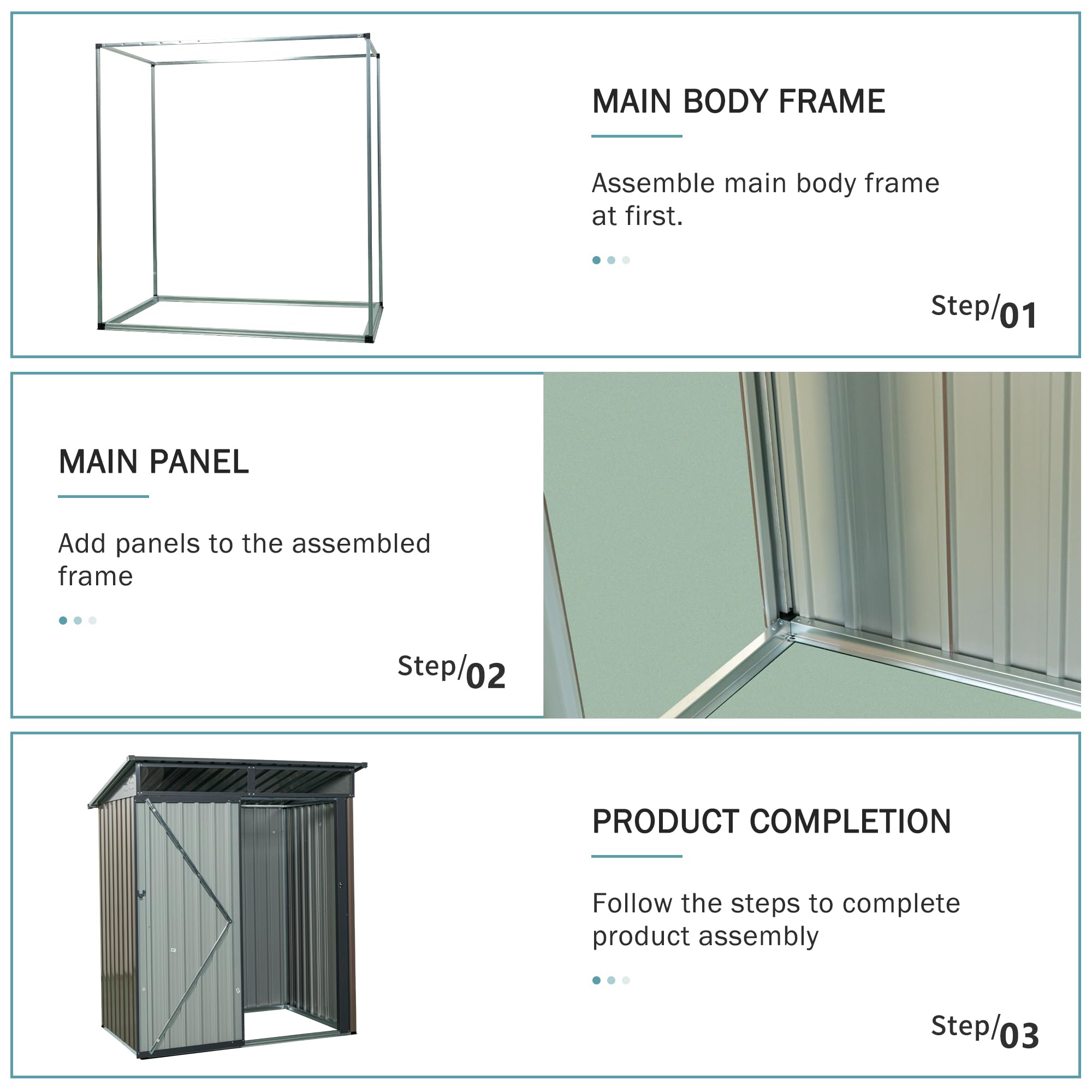 Outdoor Metal Storage Shed with Sliding Doors Padlock Aluminum Frames Easy Assembly Tool Storage Shed for Backyard Garden Pa