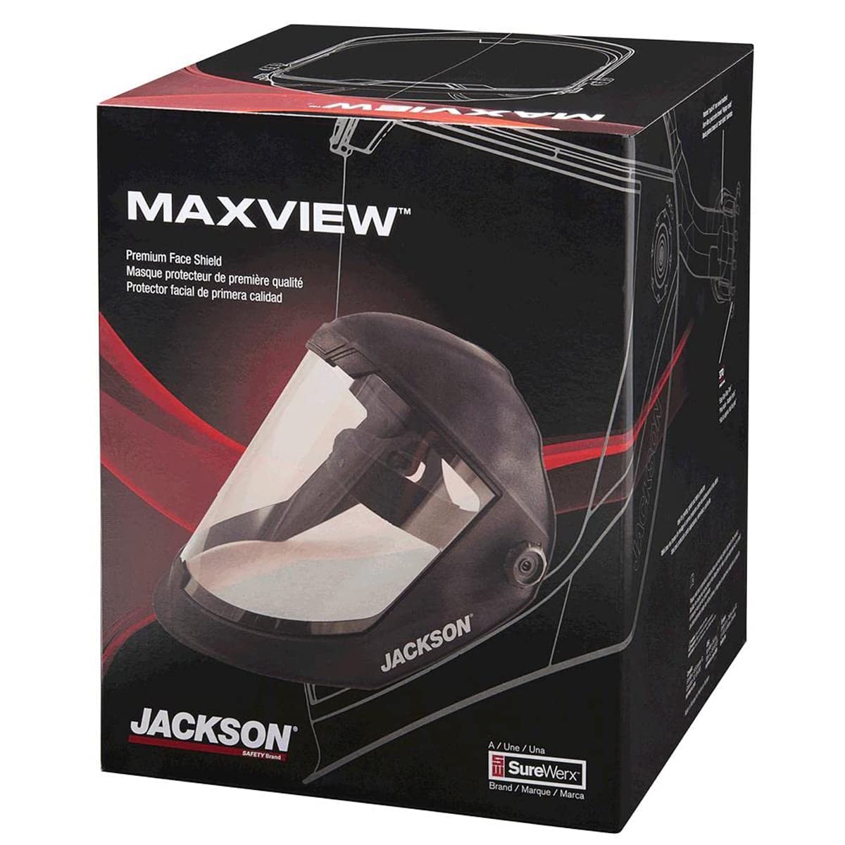 Jackson Safety Lightweight MAXVIEW Premium Face Shield with 370 Speed Dial Ratcheting Headgear β Uncoated Clear