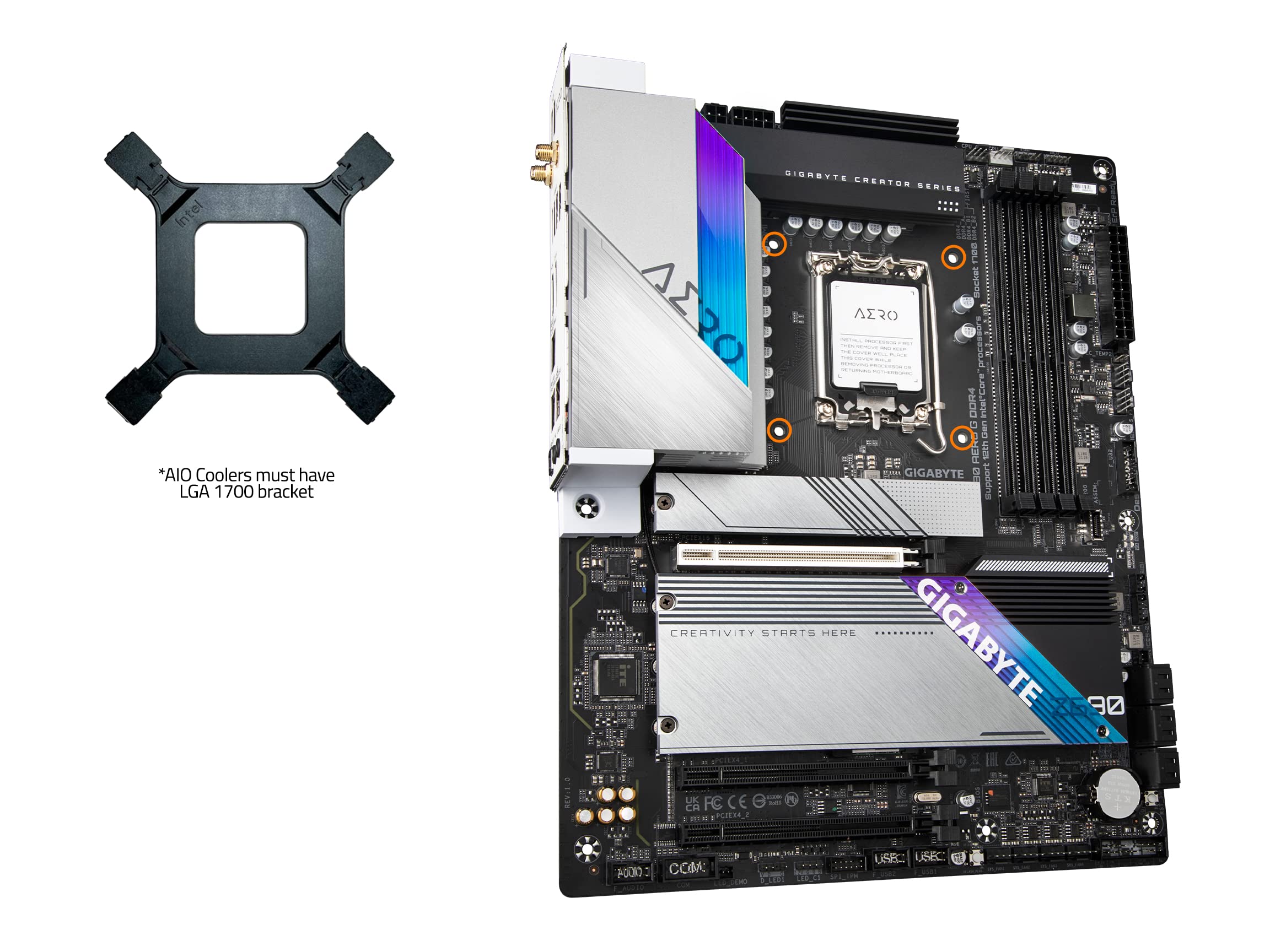 GIGABYTE Z690 AERO G DDR4 (LGA 1700/ Intel Z690/ ATX/ DDR4/ Quad M.2/ PCIe 5.0/ USB 3.2 Gen2X2 Type-C/ WiFi 6/ Intel 2.5 GbE LAN/ Motherboard)