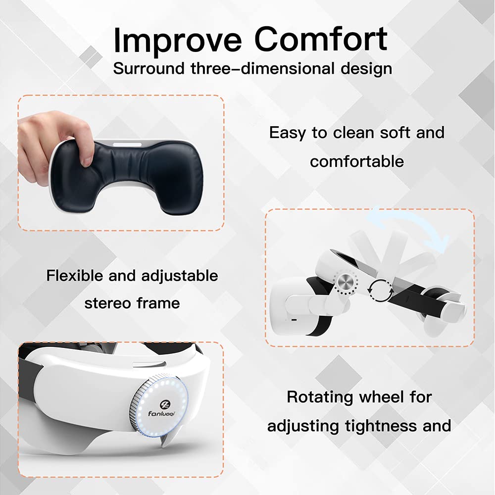 Fanluoqi Head Strap Accessories Compatible with Quest 2, Elite Strap for Added VR Comfort & Balanced Weight