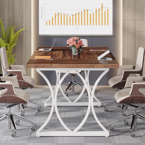 LITTLE TREE 63 β Dx31βW x 30β H Executive Desk, Farmhouse Large Computer Home Office Desk, Small Conference Room Table for 4-6 Person