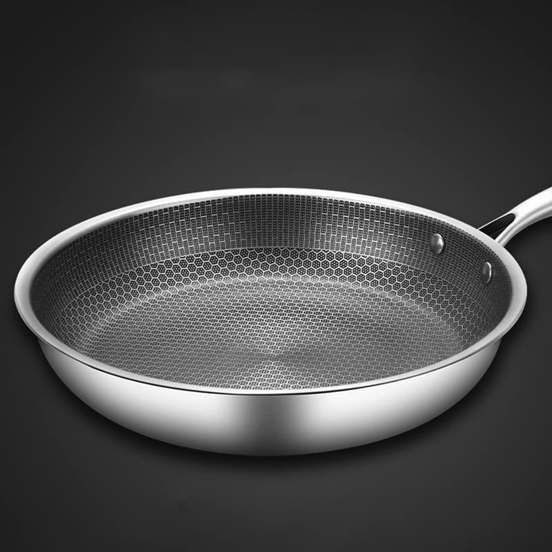 DHTDVD Stainless Steel Frying Pan Nonstick Pan Kitchenware Pan Single Sided Honeycomb Kitchenware