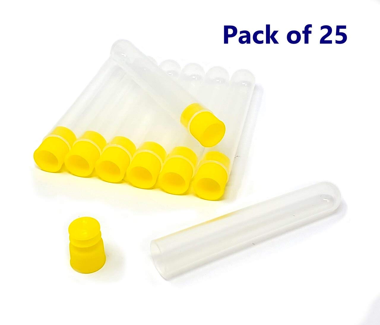 Test Tubes Plastic (PP) with Yellow Caps, 11.4 X 76 mm 25 Pack