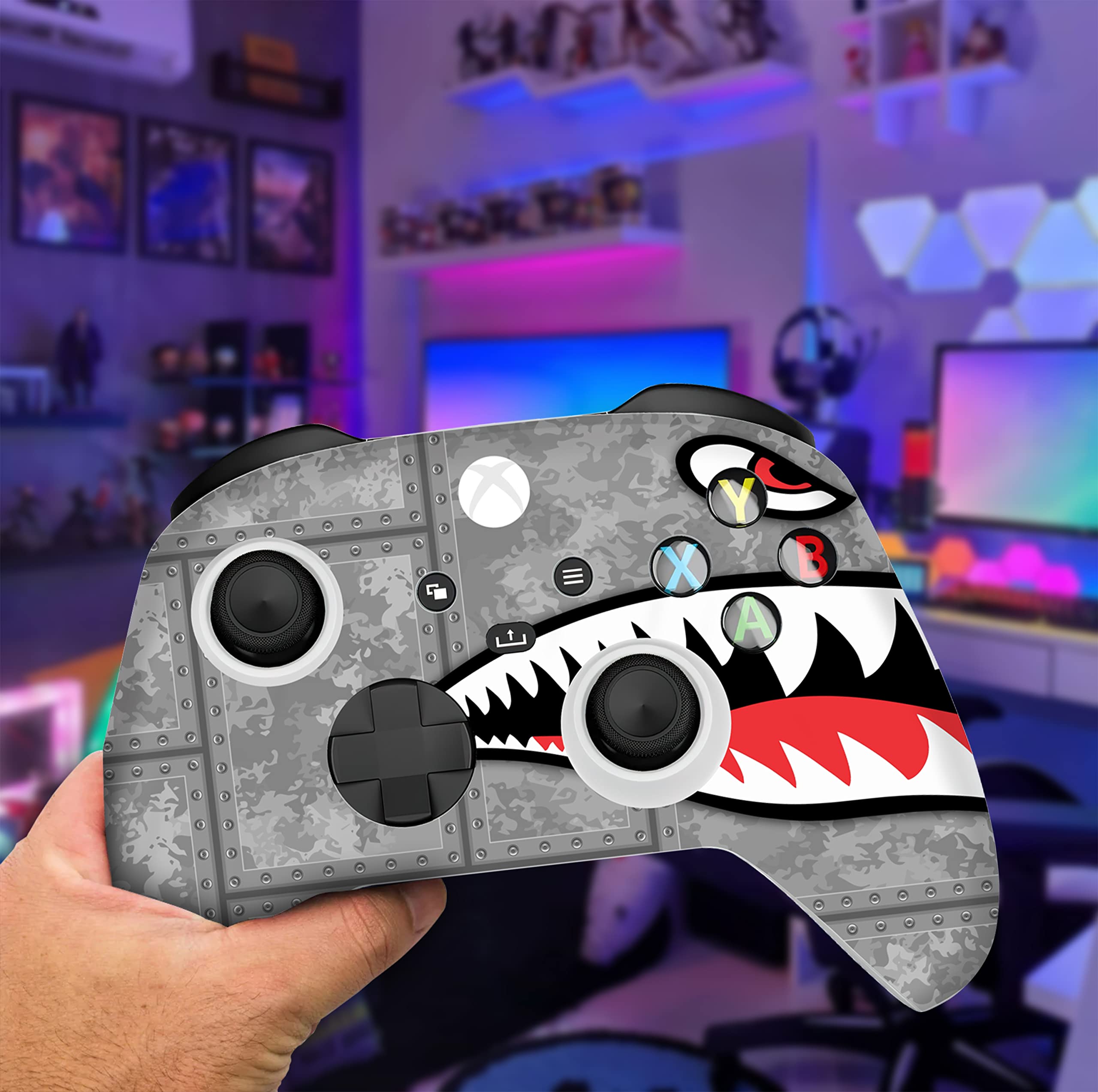 HK Studio Funny Shark Decal Sticker Skin to Cover X-Box Series X with No Bubble, Waterproof, Full Protection - Including 2 Controller Skins and Console Skin