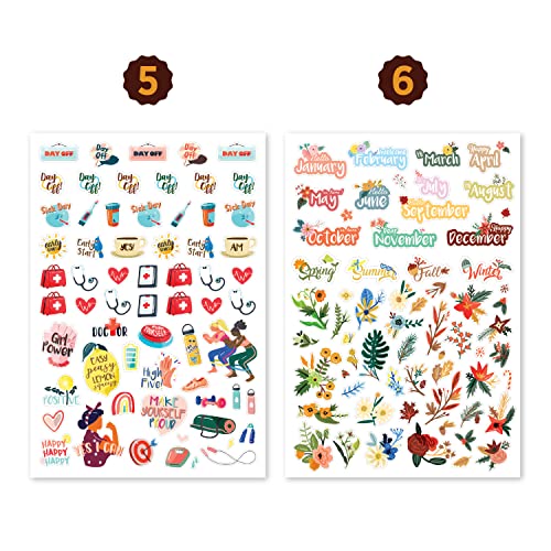 Oriday New Daily Happy Planner Sticker Pack- 500+ Cute Agenda Sticker Sets for Journaling, Decorating, Budget Planner, School Supply, Calendar Stickers for Adults Planner, Female Empowerment