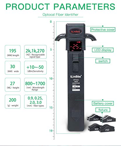 Metal Material Komshine KFI-35 Fiber Optic Identifier Break Checker Get Fast 800-1700nm with 4 Adapters