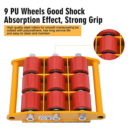 Heavy Duty Machine Dolly Skate Machinery Roller Mover 15t 33000lbs Capacity Cargo Trolley 9 rollen Skates Industrial Machinery Mover Rotating Roller All-Steel Construction Warehousing Transportation