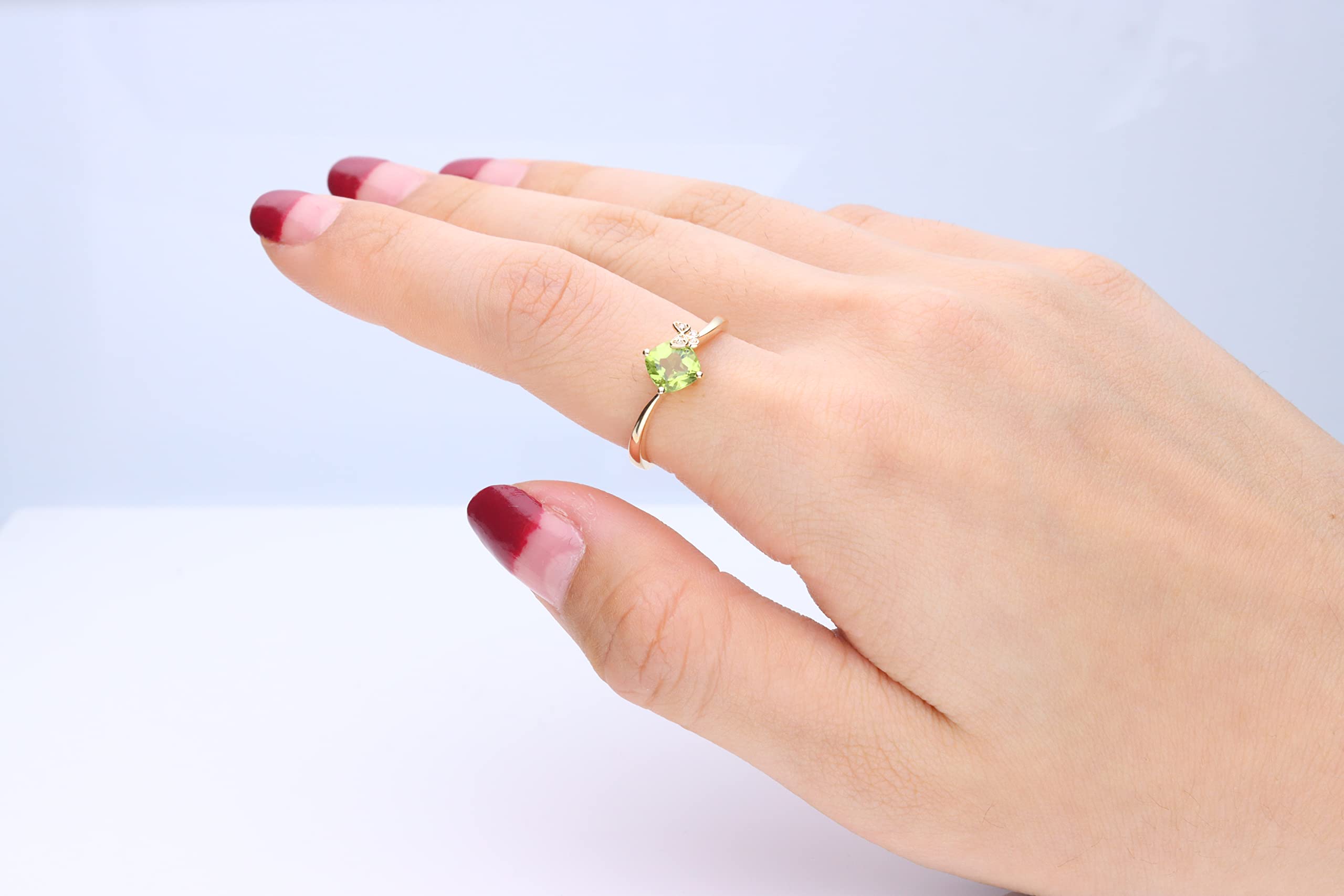 Gin & Grace 14K Yellow Gold With Genuine Peridot & Natural Diamond (I1) Ring for Women.