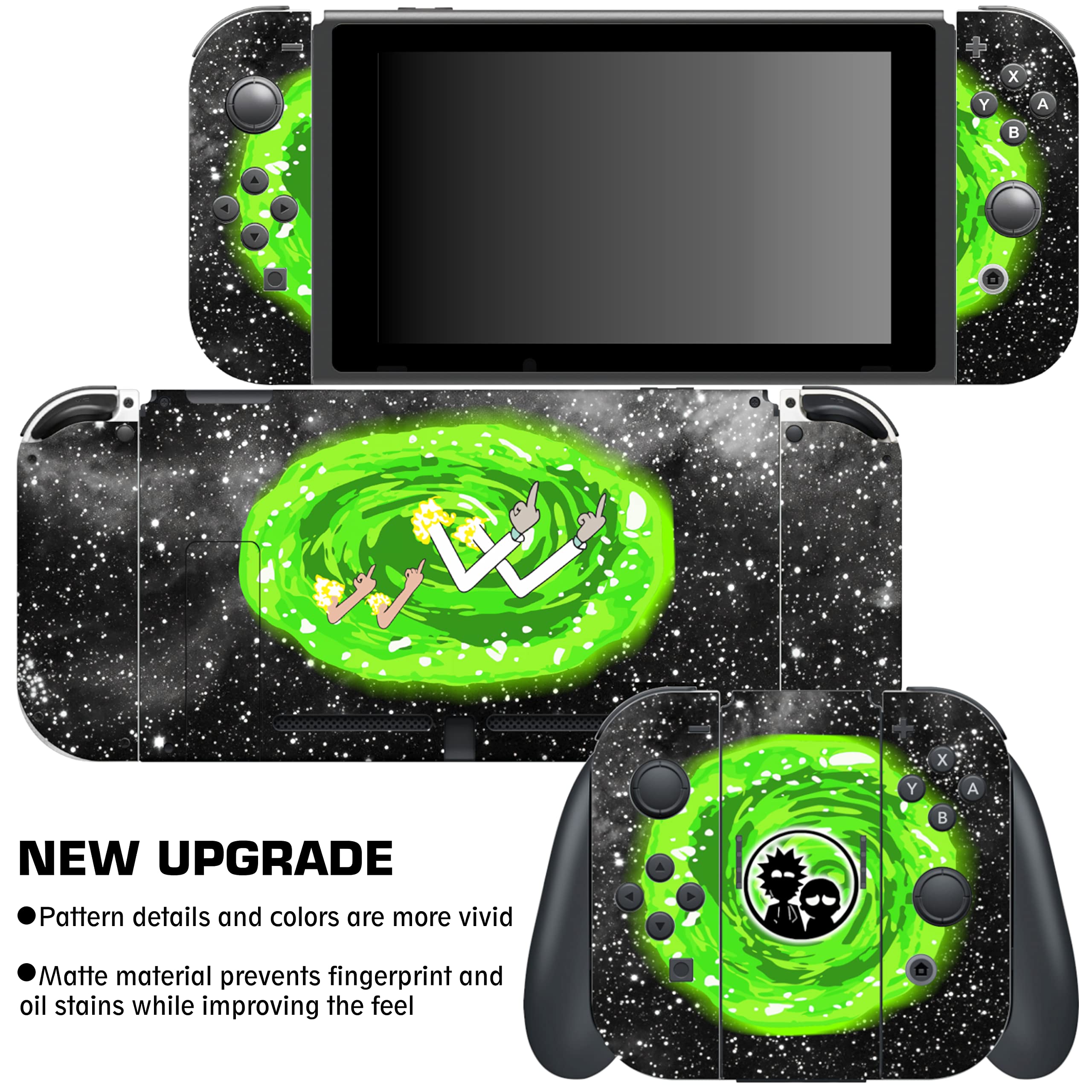HK Studio Game Console Switch Skins - Magic Portal Game Console Switch Stickers with No Bubble, Waterproof - Game Console Switch Wrap Skin - Including Skin for Joy-Cons, Dock, Grip and Console