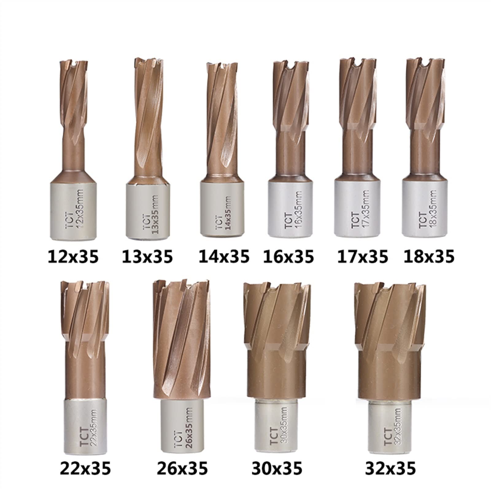 Hollow Drill Bit Coating Weldon Shank Carbide Annular Cutter Hole Saw Cutter Metal Hole Drill Bit 1Pcs (Color : 30x35mm)