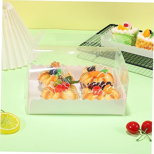ULTECHNOVO 10pcs Box Mini Dessert Containers Clear Cake Box Plastic Dessert Containers Cupcake Carrier Cupcake Boxes Mini Cake Boxes for Cake Portions Bakery Box Dessert Storage Box Paper Cup