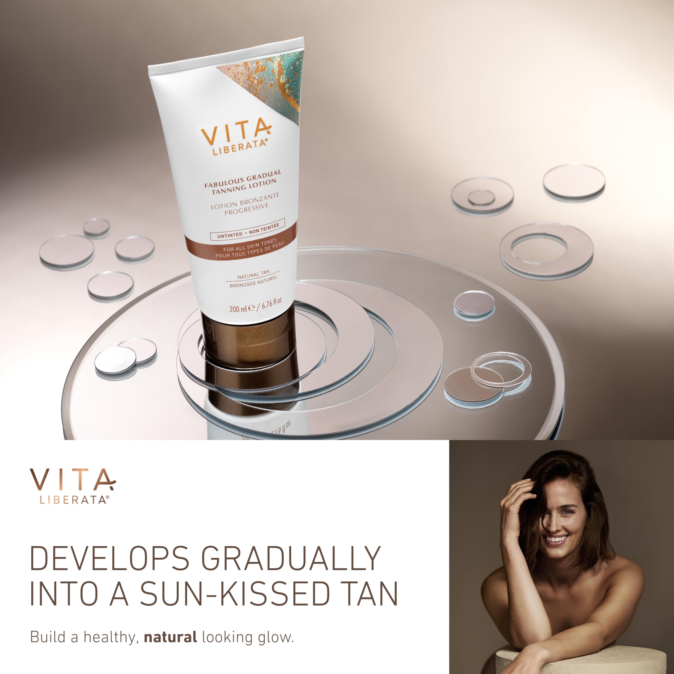 Vita Liberata Fabulous Gradual Tanning Lotion - Buildable Formula, Sun-Kissed Tan, Untinted For Minimal Transfer, Lasting Finish, Formulated with Hyaluronic Acid, 6.76 fl oz