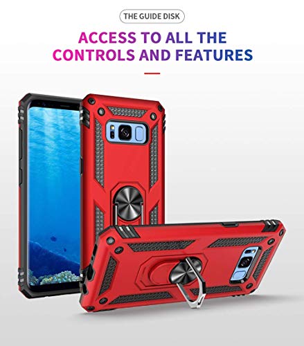 Military Grade Drop Impact for Samsung Galaxy S8 Plus Case(Galaxy S8+) 360 Metal Rotating Ring Kickstand Holder Built-in Magnetic Car Mount Armor Shockproof Case for Galaxy S8+ Phone Case (Blue)