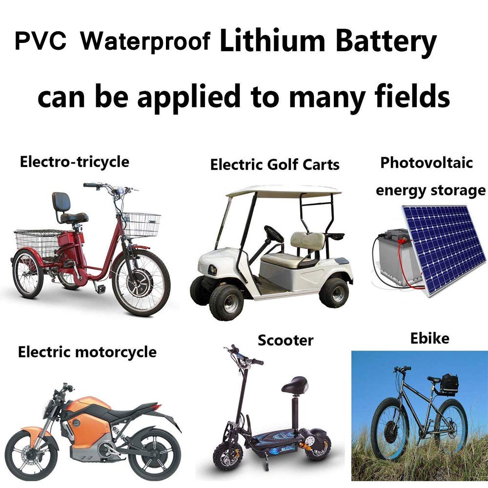 Ebike Battery 48V 20AH with Charger for Ebike, Go Kart, Scooter 1000W 750W 500W - Waterproof PVC Lithium Battery Pack