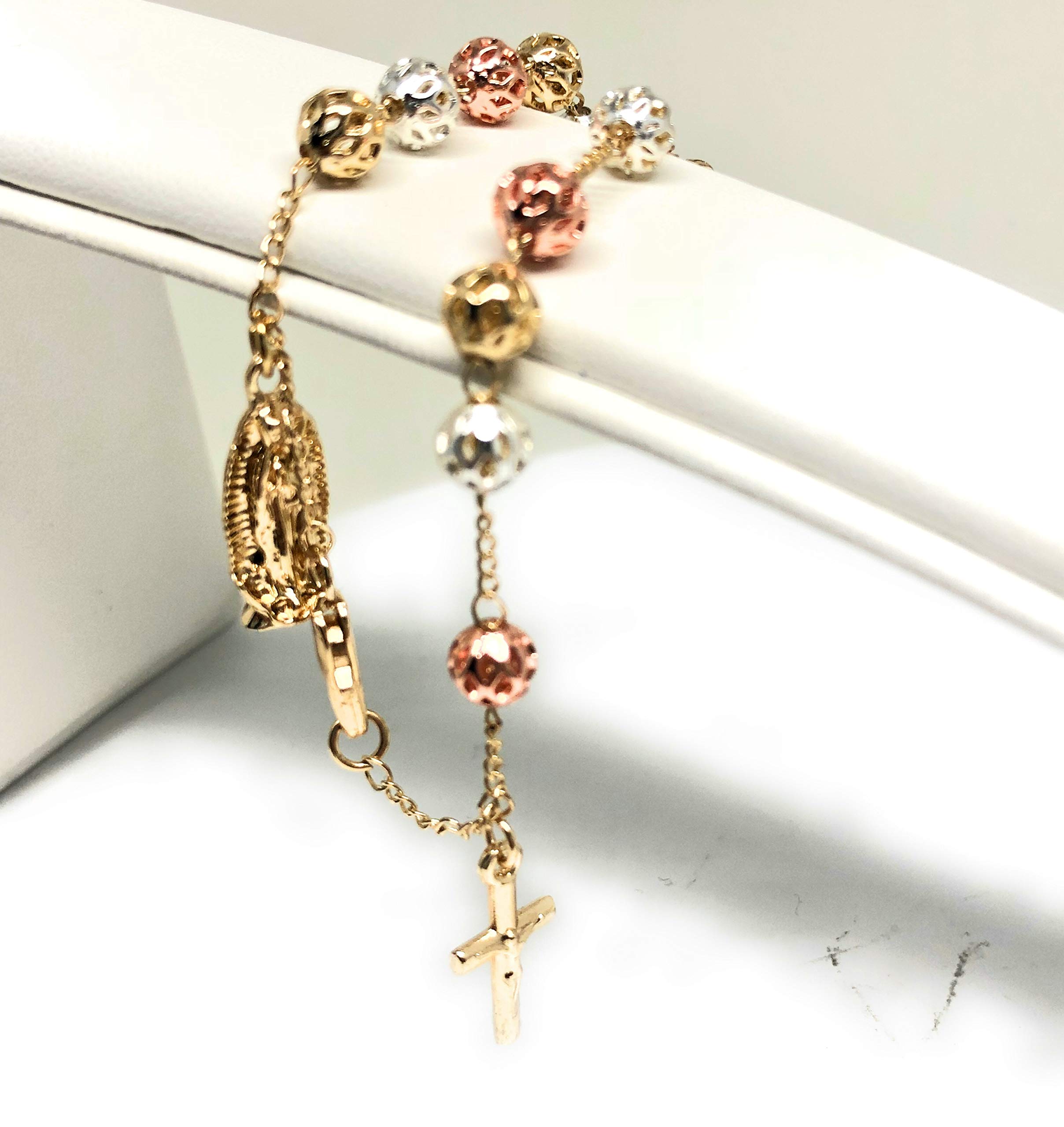 Fran & Co. Virgin Mary Bracelet Virgen De Guadalupe Pulsera Tres Colores Oro Laminado 8β