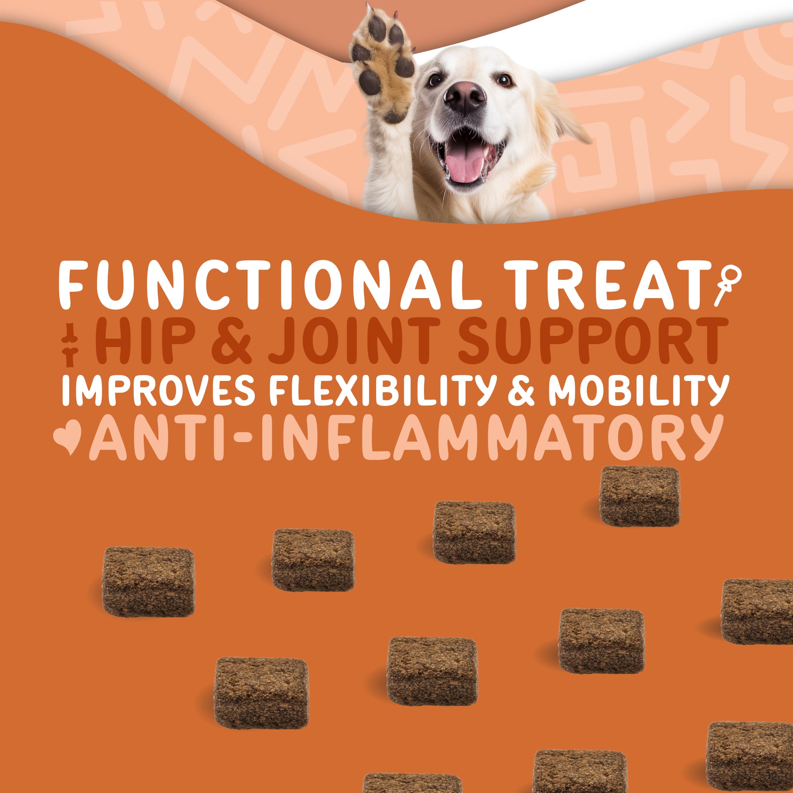 waggedy Hip and Joint Turmeric - Dog Supplements for Joints with Glucosamine & MSM β All-Natural Daily Glucosamine for Dogs to Improve Flexibility & Mobility (2 Packs of 60 Dog Chews Each)
