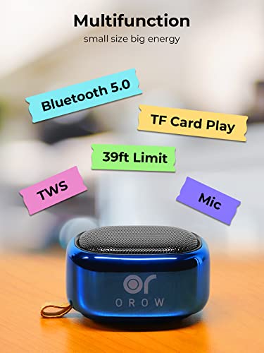 OROROW Small Bluetooth Speaker,Mini Portable Wireless Speaker,49-Foot Bluetooth Range,Enhanced Bass,Support TF Card,Bluetooth Speaker for iPhone,Travel,Hiking,Car,Gift(Blue)