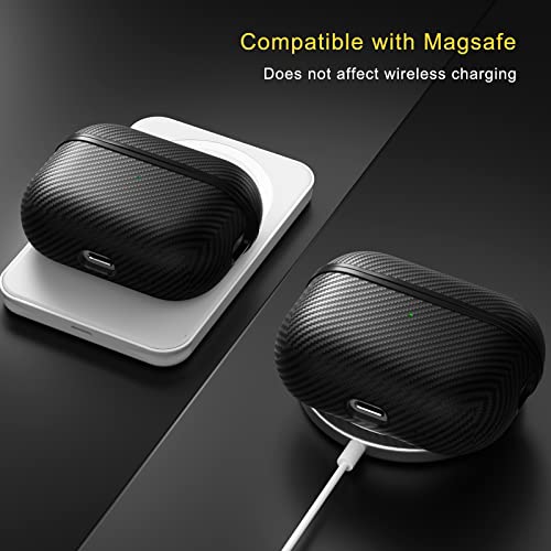 memumi Aramid Fiber Case for Airpods Pro 2 2022, Sturdy Durable Aramid with Hybrid TPU Soft Material Shockproof Protective Cover for Airpods Pro 2nd Generation Carbon Fiber Case 600D Black