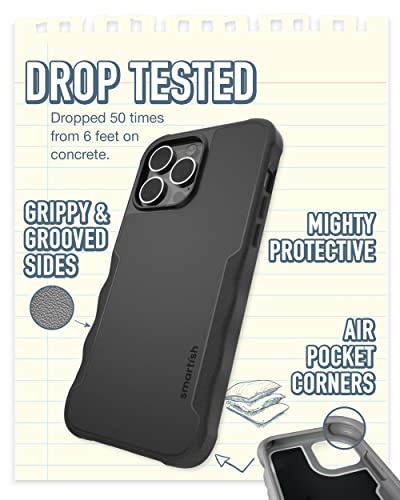 Smartish iPhone 14 Pro Max Protective Case - Gripzilla Compatible with MagSafe [Rugged + Tough] Heavy Duty Armored Slim Cover with Drop Protection - Black Tie Affair