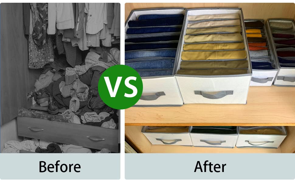 SOLARVALLEY Drawer Organizers for Clothing,Underwear Drawer Organizer Clothes,Clothes Organizer for Folded Clothes,Wardrobe Clothes Organizer for Jeans,sock,Sweaters,t-Shirt,Underwear (8+9+8+11Grids)