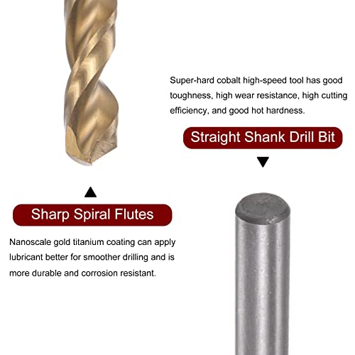 HARFINGTON Twist Drill Bit 6.7mm Titanium Coated (HSS-E) M42 High Speed Steel 8% Cobalt Straight Shank for Stainless Steel Aluminum Alloy Metal