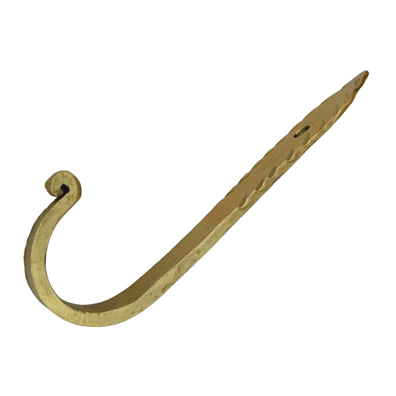 Living Ideas Hand Forged Coat Hook Wrought Iron Handmade Rustic Wall Hook for Towel, Plant & Mug Blacksmith Farmhouse Bathroom Hook Rack Antique Brass Finish Heavy Duty Kitchen Utensils Hooks