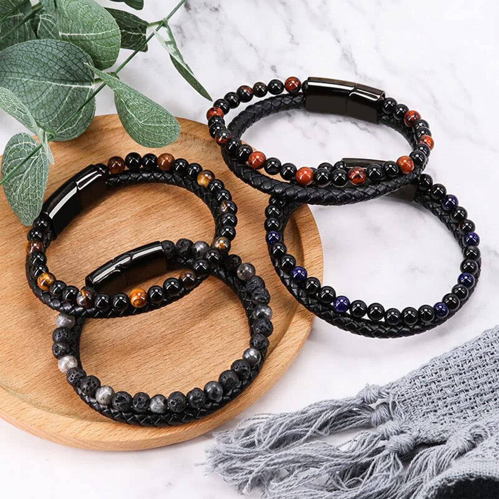 Humanic+ Pro MAXHematie Beaded Bracelets, Humanic+ MAXHematie Beaded Bracelets, Humanic+ Beaded Bracelets,Natural Crystal Beaded Thermogenic Therapy Bracelets for Women Men (5pcs)