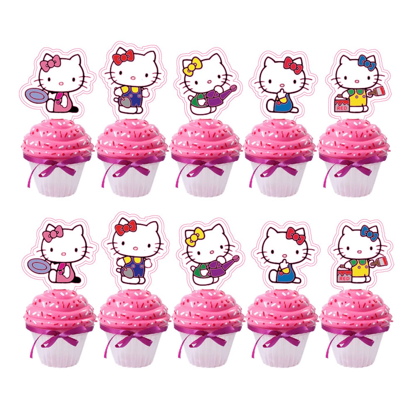 Grehge Grehge 40pcs Hello Kitty cake toppers Kids Birthday Party Supplies Hello Kitty cupcake Topper Party Decorations