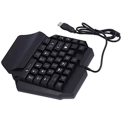 Janzoom Gaming Keyboard, RGB Rainbow Backlit One Handed Keyboard Non‑Conflict Keys Ergonomic Design Wide Compatibility for Computer