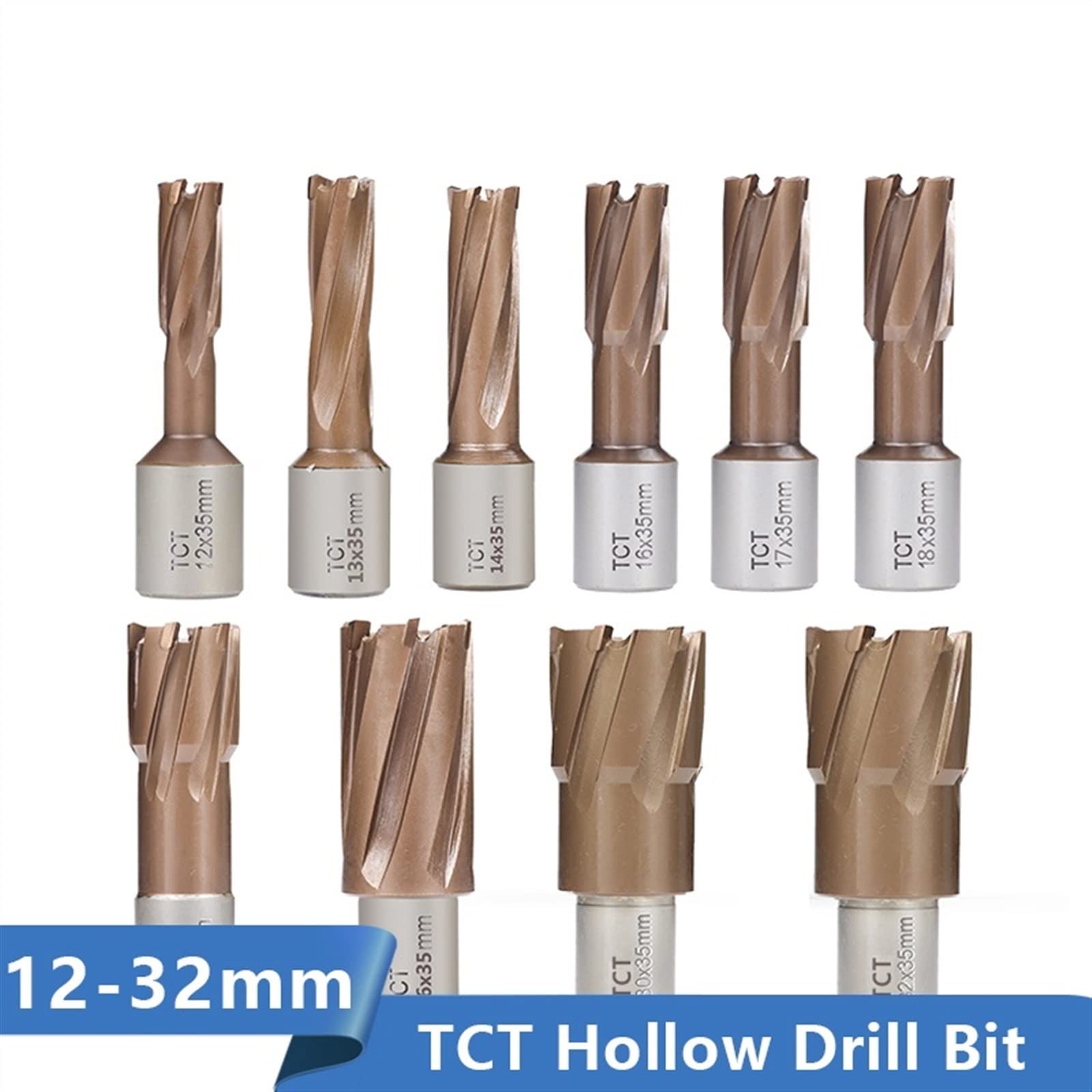 Hollow Drill Bit Coating Weldon Shank Carbide Annular Cutter Hole Saw Cutter Metal Hole Drill Bit 1Pcs (Color : 30x35mm)