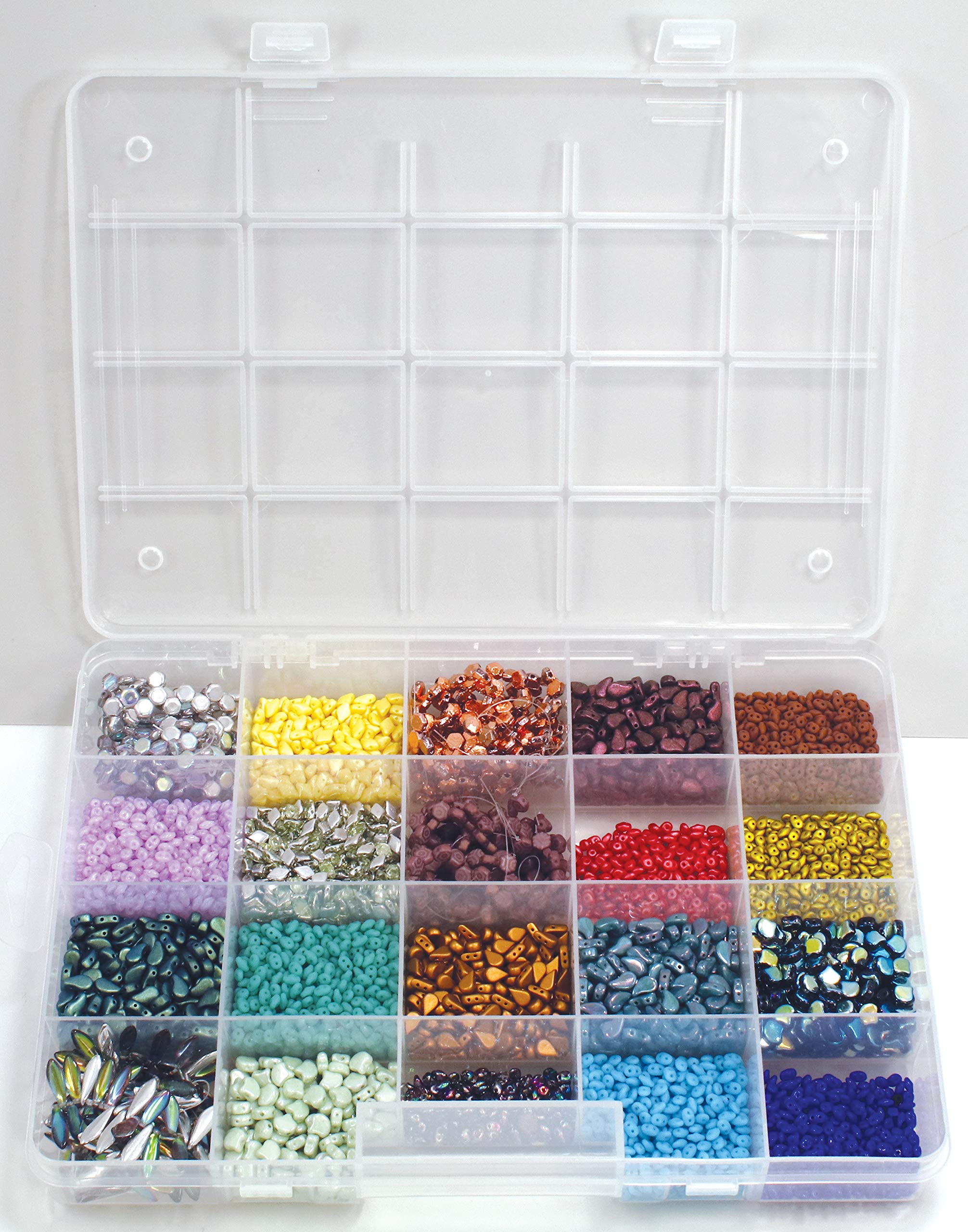 The Beadsmith Keeper Box - Medium Size - 10-3/4 x 7-1/2 inches, Storage Organizer with 20 compartments, Art Supply Organizers for Craft, Jewelry, Nail Art and More