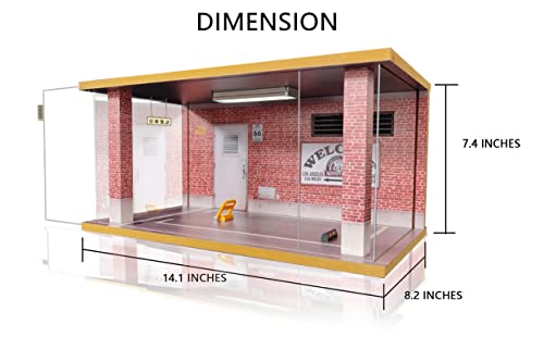Display Case for 1/18 Diecast Cars,Acrylic Display Case for 1/12 Scale Toy Motorcyle with LED Lighting, Route 66-3 Open Side