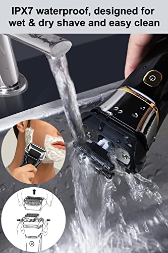 Men's Foil Electric Shavers, Electric Razor for Men Cordless USB-C Rechargeable Shaver with Pop-up Trimmer, Waterproof Wet and Dry Foil Razor with Travel Pouch LED Display for Face Beard Style