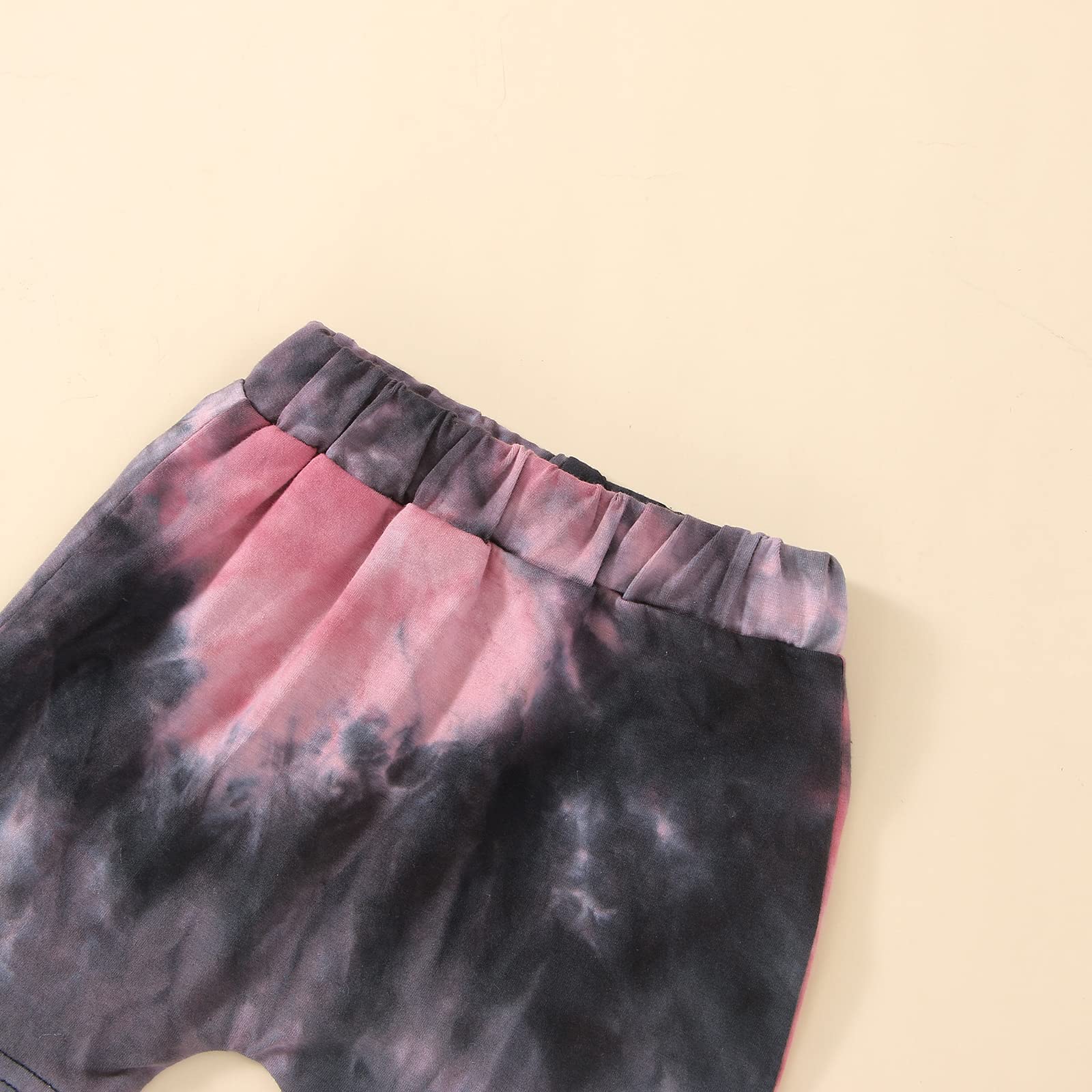 Suranne Baby Toddler Boy Outfits Tie Dye T-Shirt + Shorts Summer Set 2Pcs Galaxy Red 1-2T
