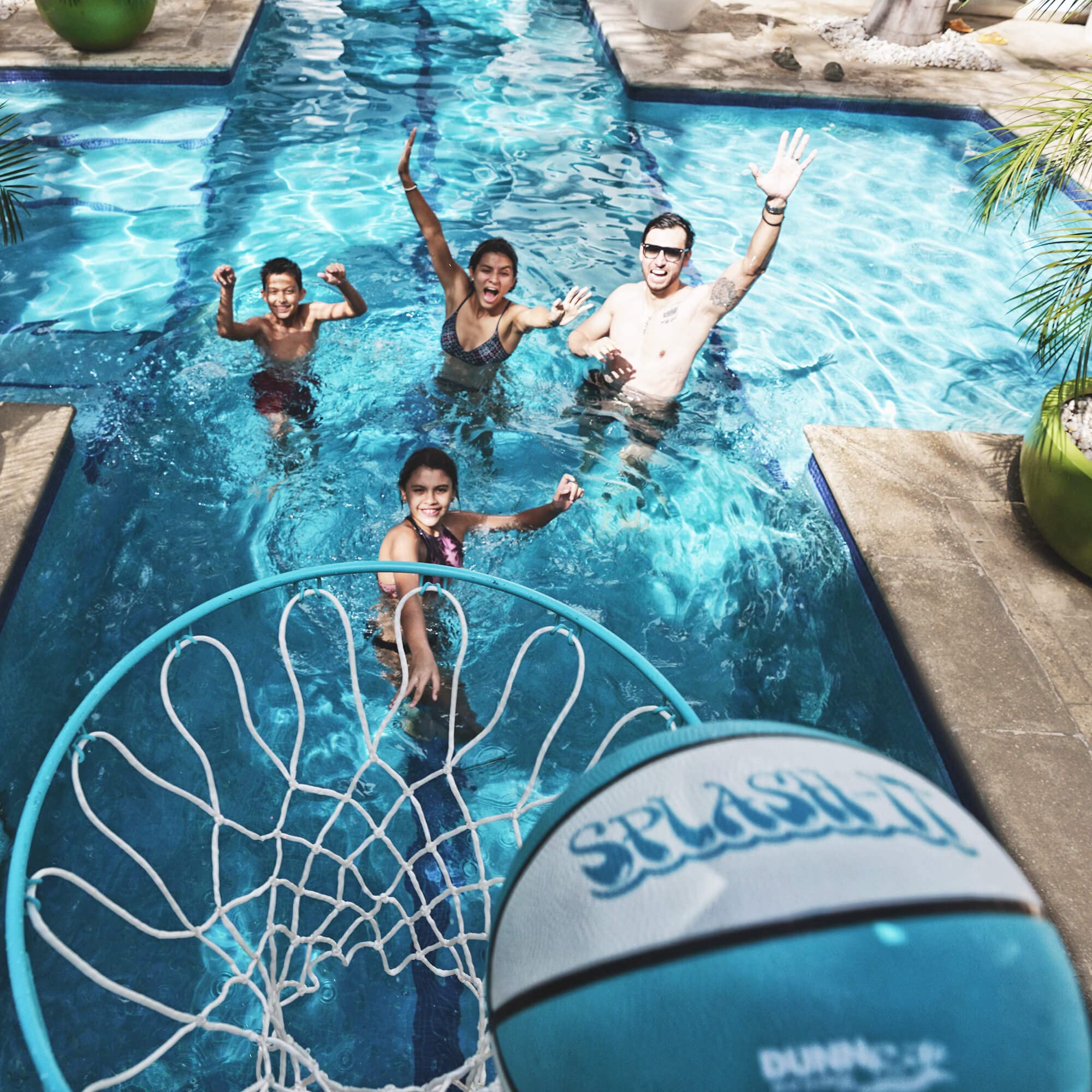 Dunn-Rite Products Deck Shoot Poolside Deck-Mounted Basketball Hoop Set, Clear
