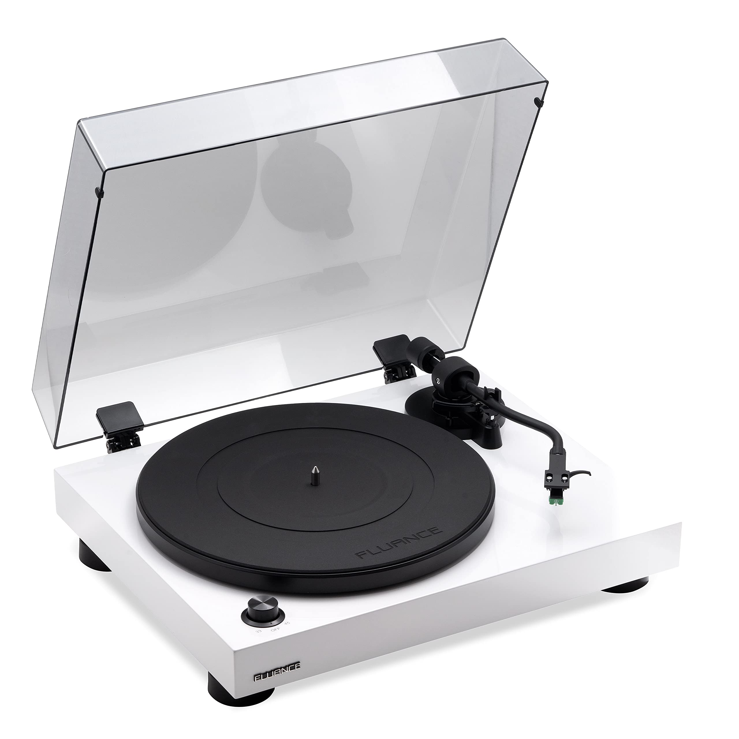 Fluance RT81 Elite High Fidelity Vinyl Turntable (White) with Ai41 Powered 5" Stereo Bookshelf Speakers (Lucky Bamboo), Diamond Stylus, Belt Drive, Built-in Preamp, 90W Class D Amplifier, Bluetooth