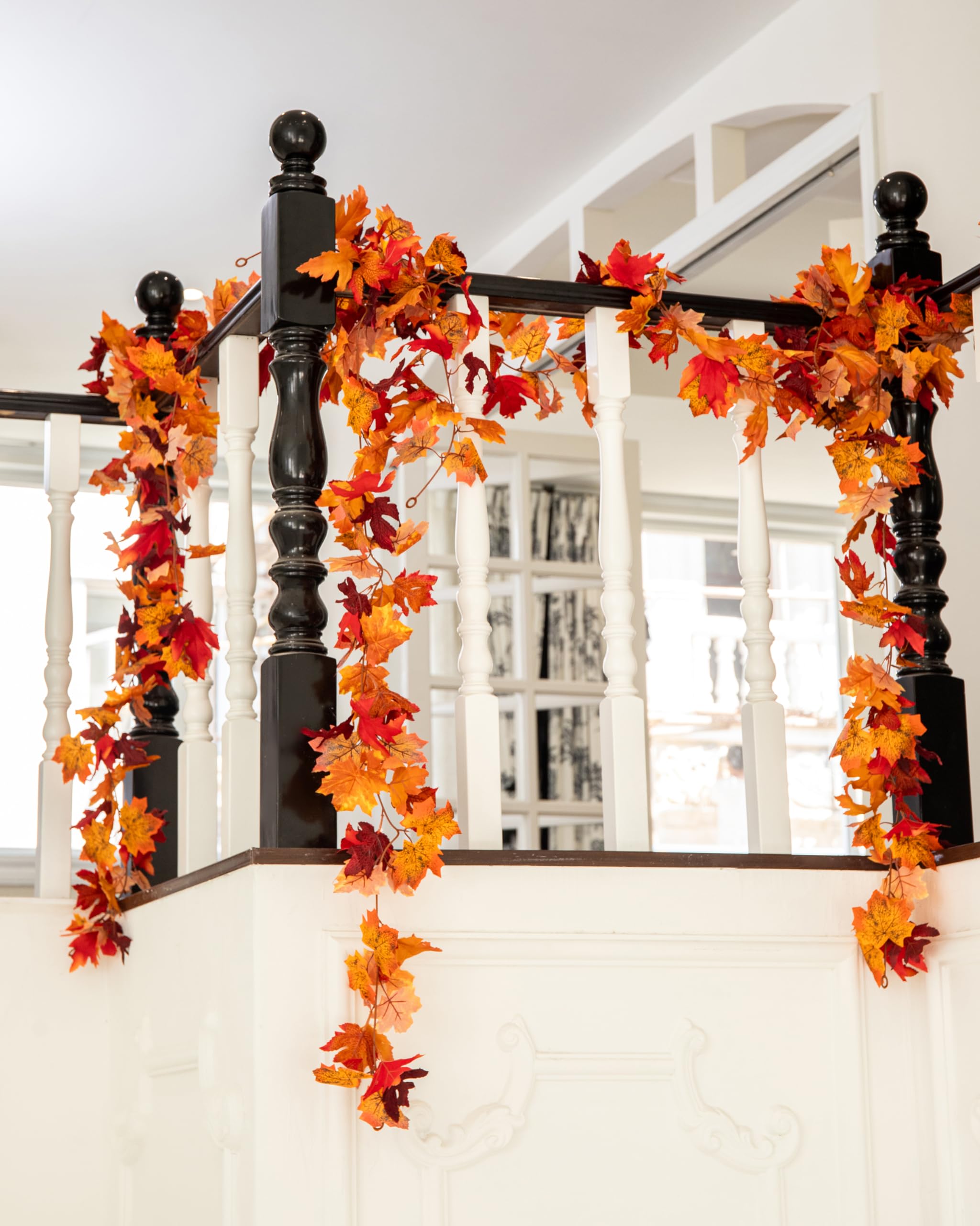 DuHouse 7Pack Fall Maple Leaves Garland 6Ft Hanging Artificial Fall Garland Autumn Leaves Vine for Halloween Thanksgiving Christmas Home Outdoor Decoration