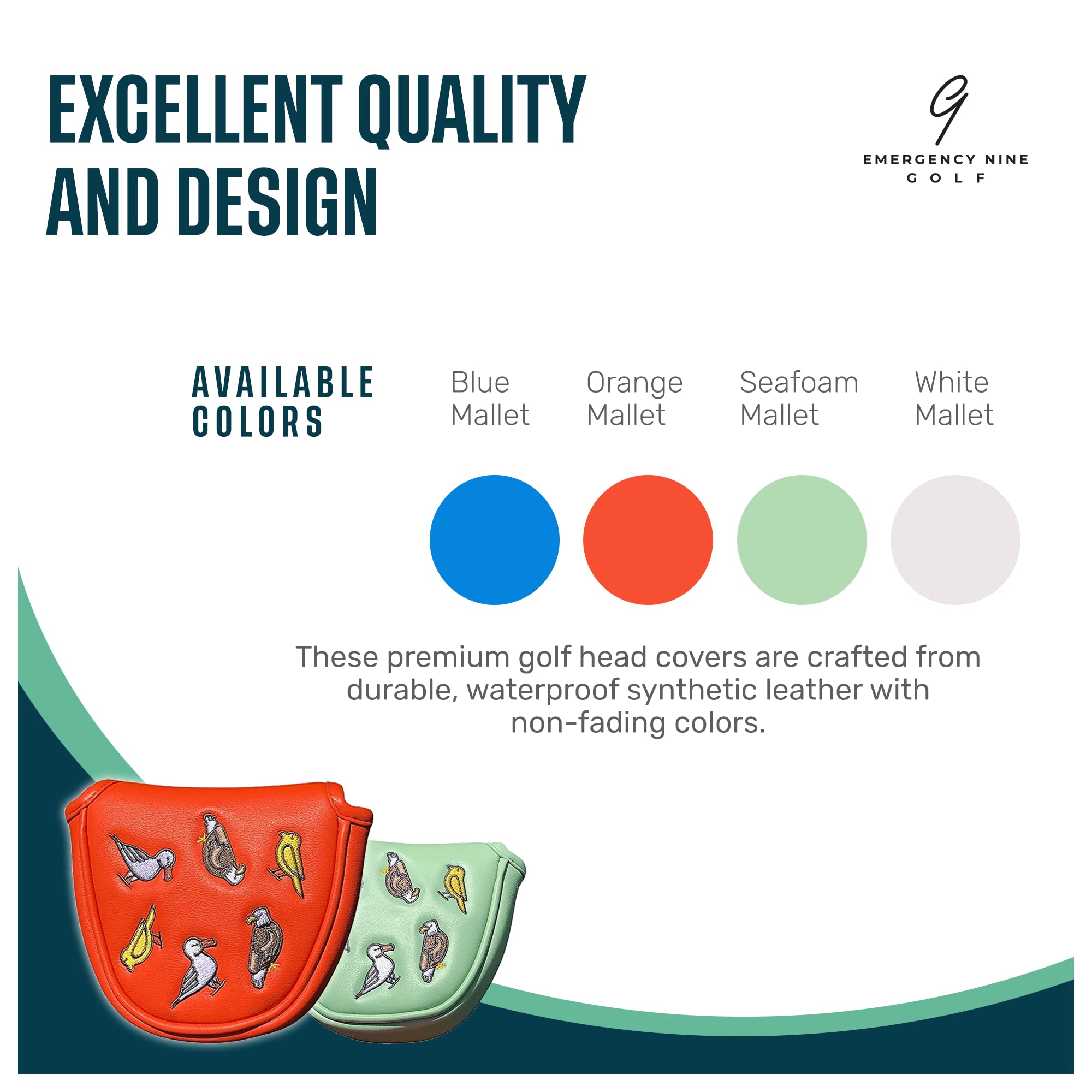 e9 golf Fore The Birds Round Mallet Golf Putter Headcover - Nylon Subtle Camo Material - Men & Women Golf Mallet Putter Covers Accessories - Universal Fit Putter Cover (Camo Black Mallet)