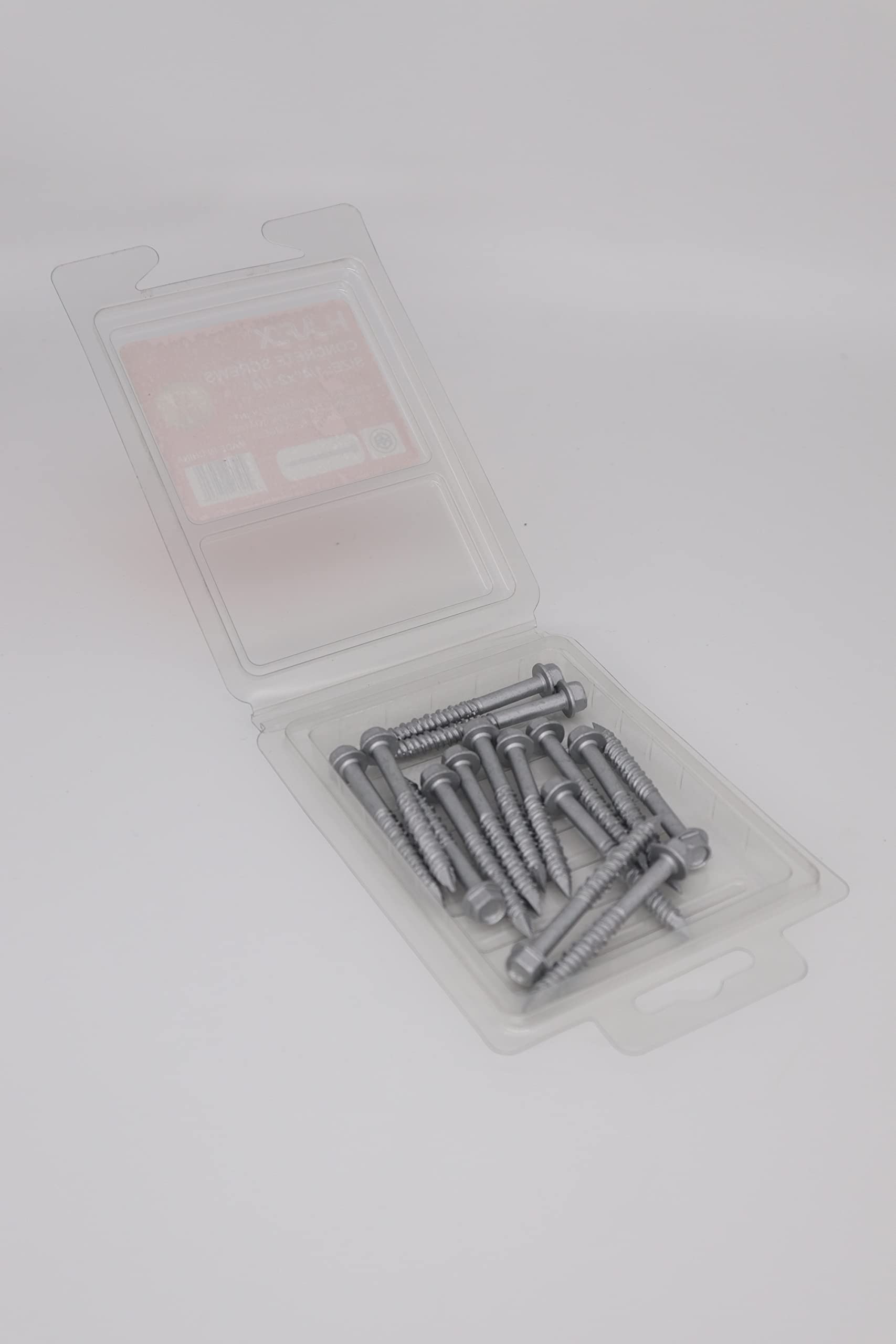 HLAFIX Fastener SS410 1000hrs Anti-Rust Silver Ruspert Coating Concrete Screw 1/4βx2-3/4β, Hex Washer Head, Diamond Point, 12pcs in Blister Package