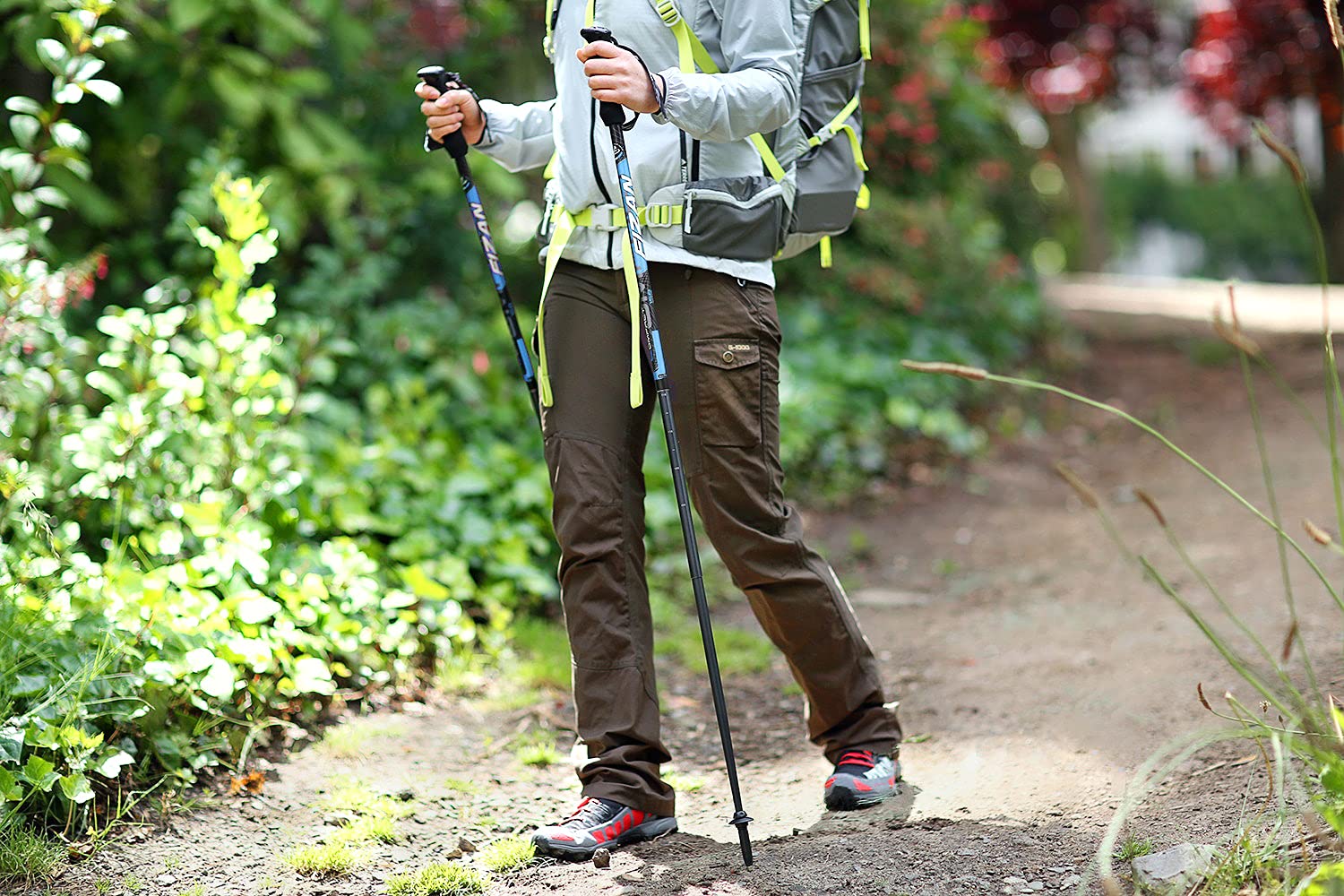 DROP + Fizan Compact Trekking Poles – Ultralight, Backpacking, Thru Hiking Poles, Adjustable, Collapsible, Customized Fit, EVA Grips, Blue (158 Grams Each)