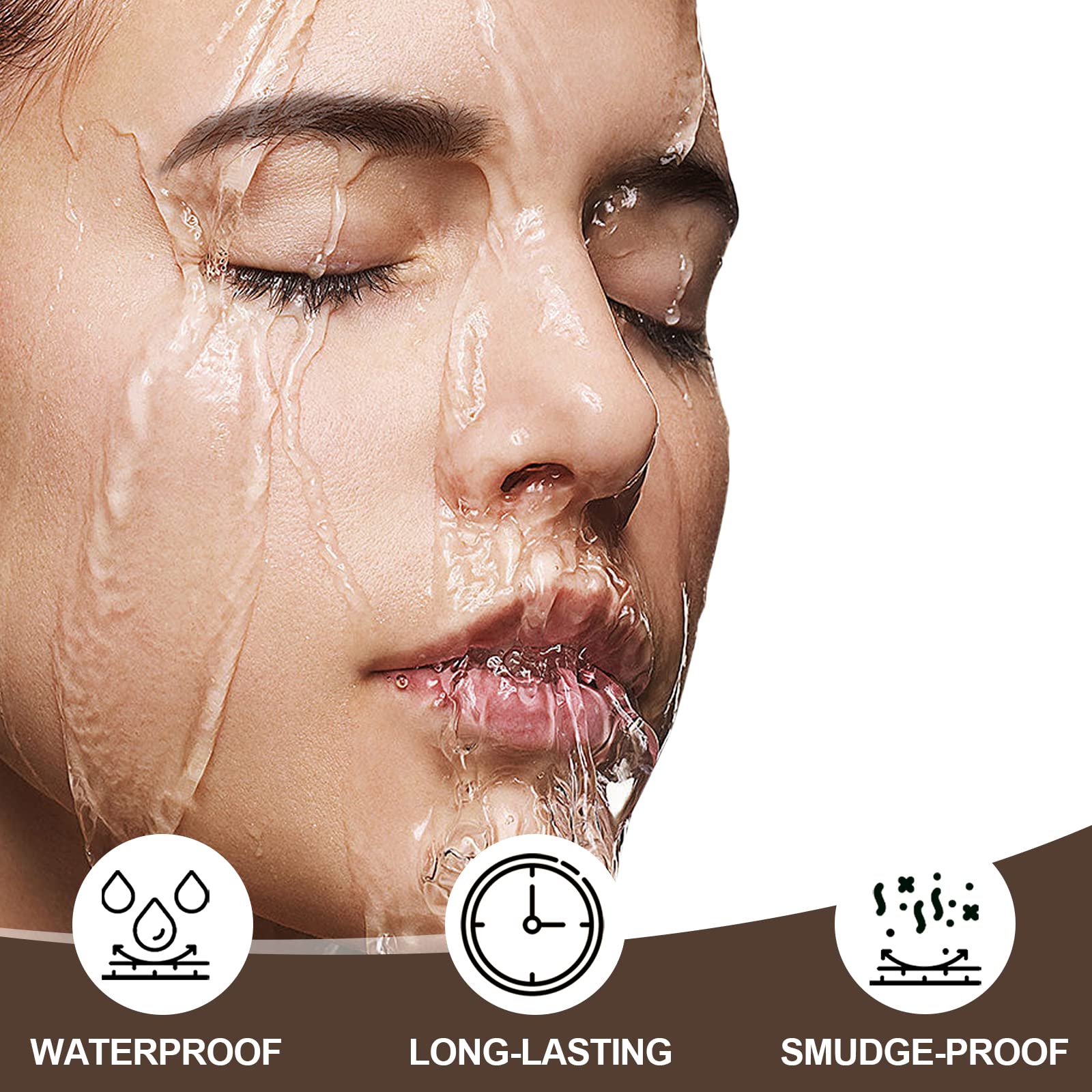 Flywrun Eyebrow Stamp Stencil Kit - One-Step Vegan Eyebrow Stamp Pomade - Long-Lasting Waterproof Smudge-Proof - With 20Pcs Reusable Thin & Thick Eyebrow Stencils for Perfect Brows (Dark Brown)