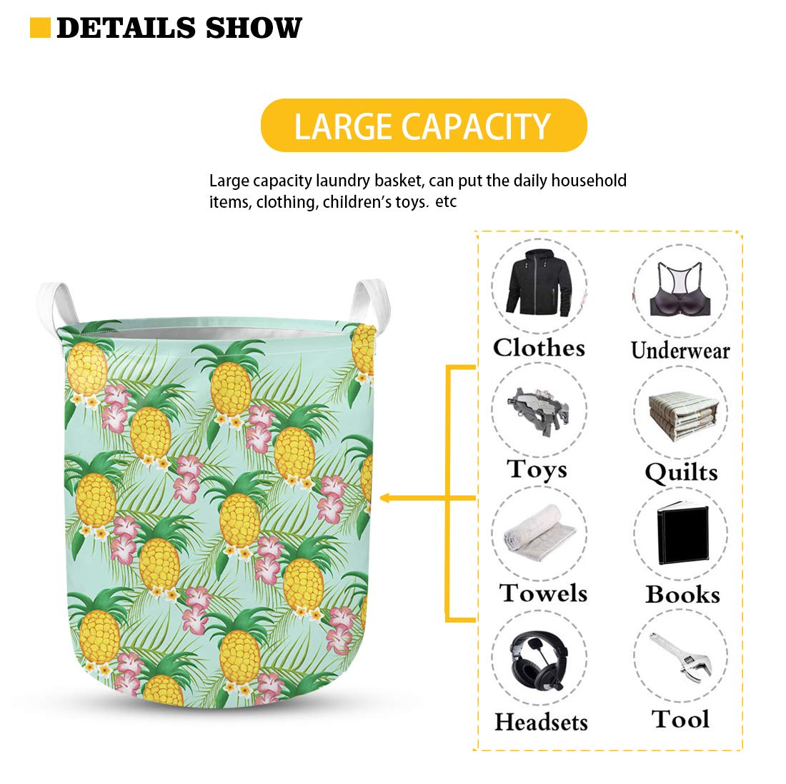 Frestree You are My Sunshine Sunflower Laundry Hamper Nursery Storage for Adults Kids Clothes Toys Laundry Baskket, Large, Collapsible